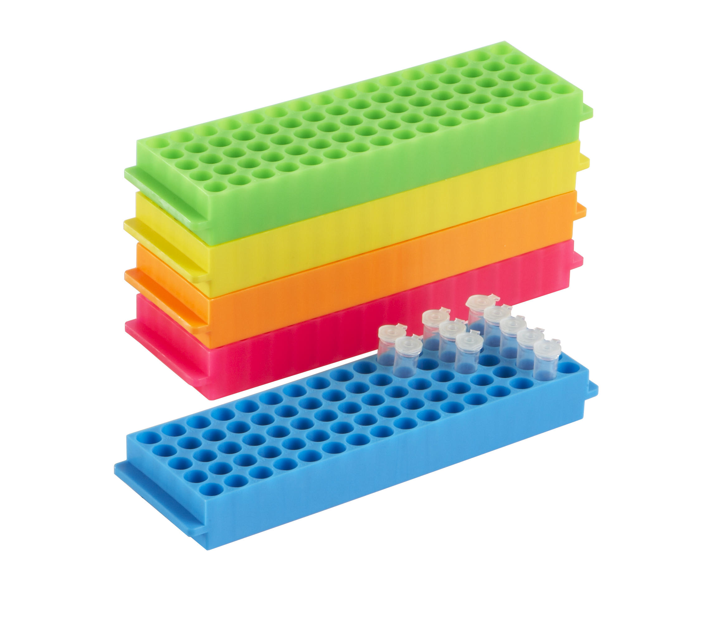 80-Well Microtube Rack, assorted colors (pack of 5) | Mandel Scientific